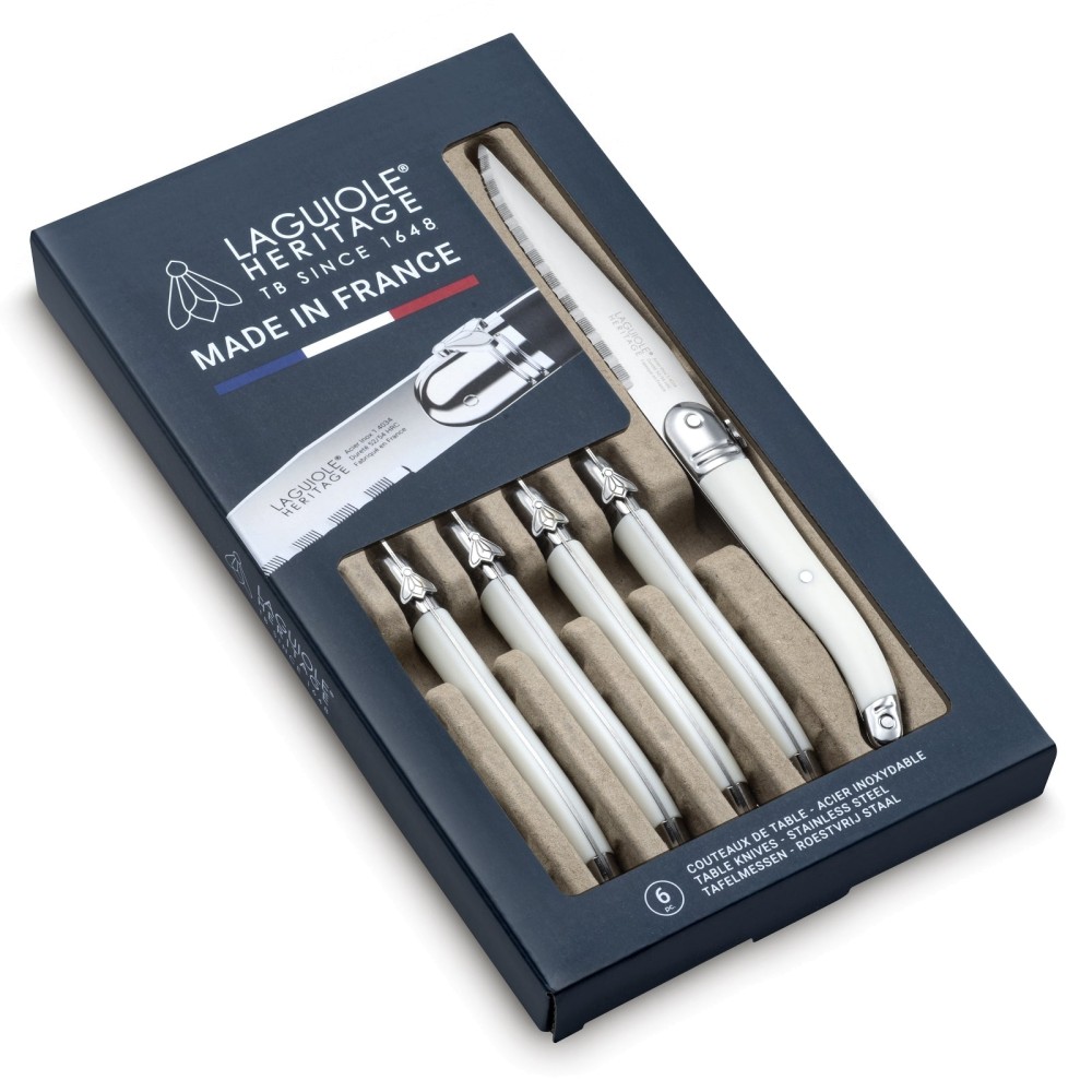 Laguiole Premium Steak Knife White Handle, Set of 6 | Inter-Continental ...