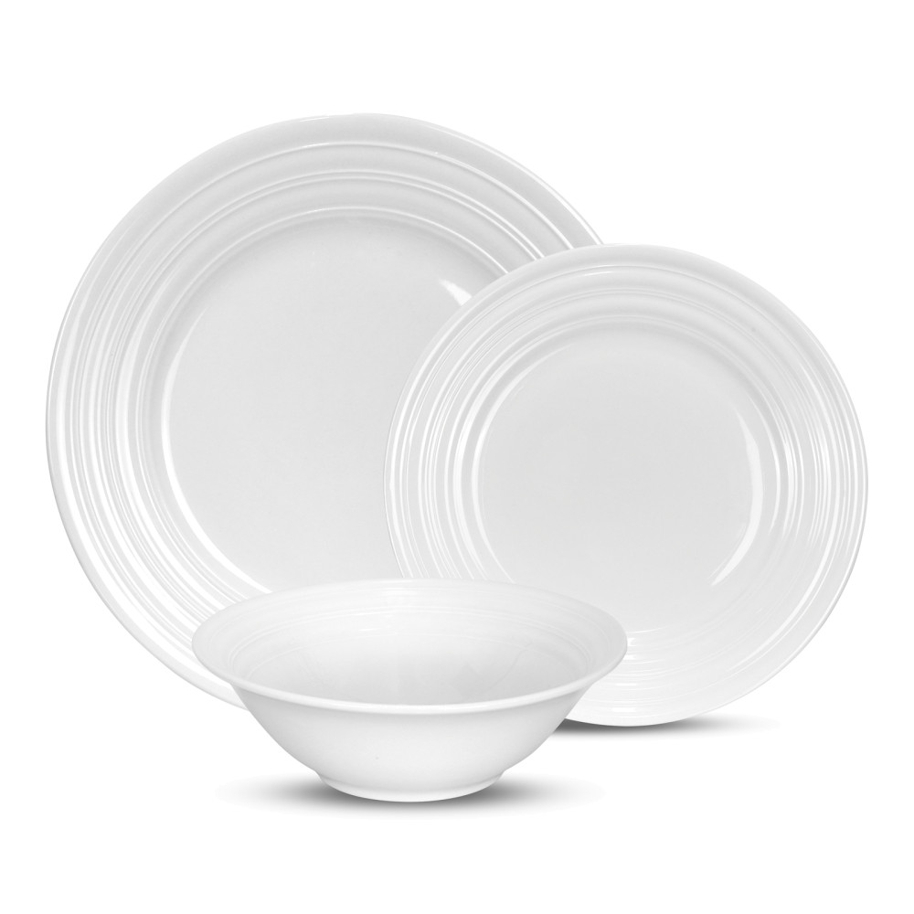 Bianco Stripe 12 Piece Dinnerware Set, Service for 4 | Inter ...