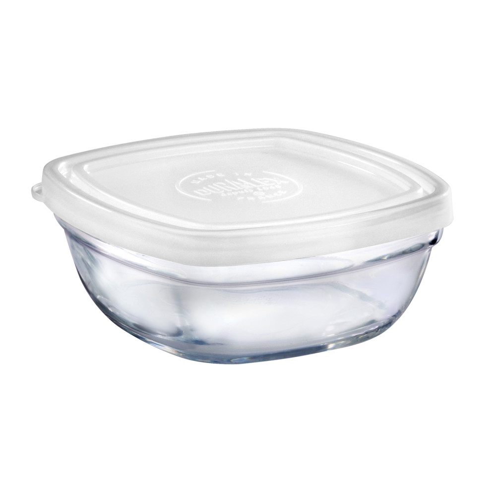 Duralex Lys / Freshbox Square Stackable Bowl with White Lid 11cm ...