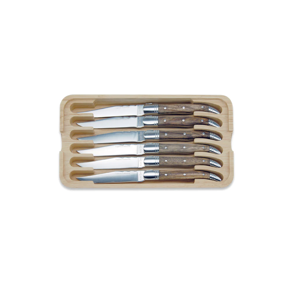 Laguiole Premium Steak Knife Light Wood Handle, Set of 6 | Inter ...